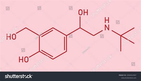 Chemical Structure Salbutamol Albuterol C13h21no3 Chemical Stock Vector