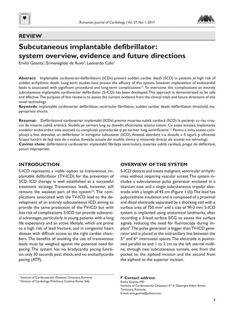 Pdf Subcutaneous Implantable Defibrillator System Overview Evidence