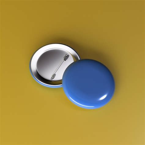 Premium Photo 3d Elegant Badge Mockup Blue Pin Mockup On Yellow