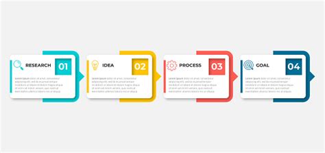 타임라인 인포그래픽 디자인 요소 및 번호 옵션 4 단계로 비즈니스 개념 워크플로 레이아웃 다이어그램 연례 보고서 웹 디자인에 사용할 수 있습니다 프레젠테이션을 위한 벡터