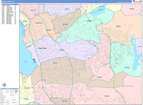 Chula Vista California Wall Map Color Cast Style By Marketmaps Mapsales