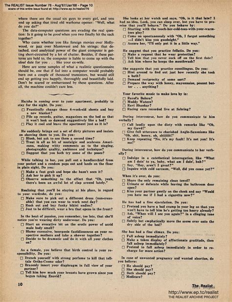The Realist Sex Questionnaire