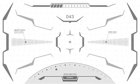 Vr Hud 인터페이스 크로스 헤어 스크린 흑백 디자인 미래 공상 과학 가상 현실 보기 헤드 업 디스플레이 바이저 Gui Ui