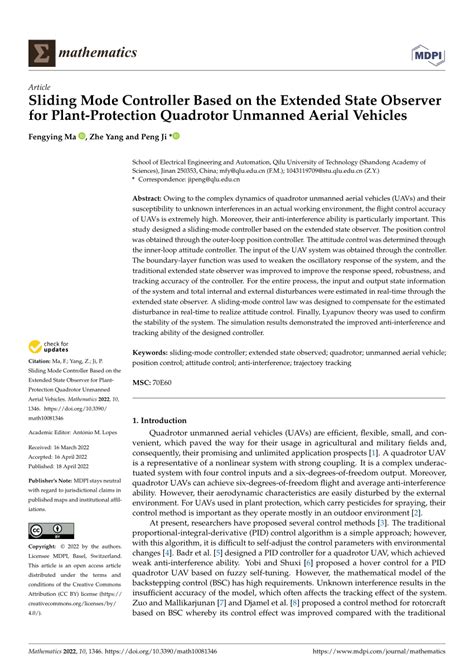 PDF Sliding Mode Controller Based On The Extended State Observer For Plant Protection