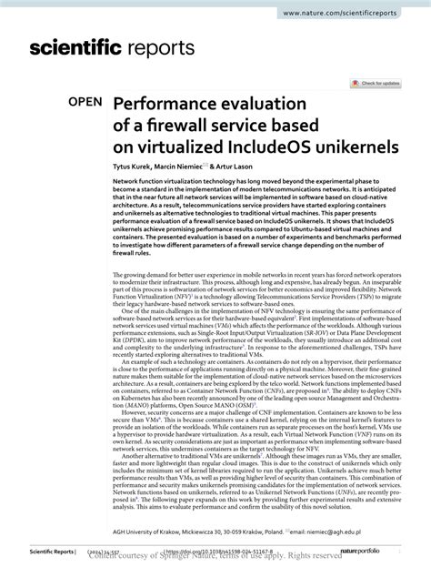 pdf performance evaluation of a firewall service based on virtualized