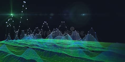 Abstract Background Color Graph Wireframe From Circles And Noisy Lines On Dark Technology