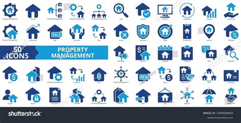 Property Management Icon Collection Set Containing Stock Vector