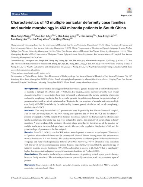 Pdf Characteristics Of 43 Multiple Auricular Deformity Case Families