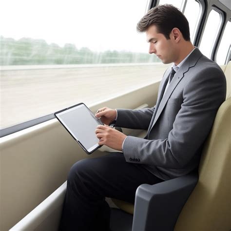 premium photo person using tablet in a library