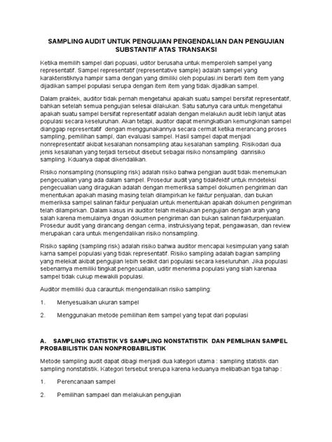 Sampling Audit Untuk Pengujian Pengendalian Dan Pengujian Substantif