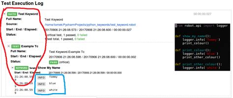 Robotframework Logging Python Keywords To Loghtml Like Robot