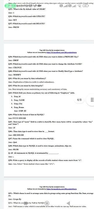 100 questions on mysql top viva question on mysql class 12 board