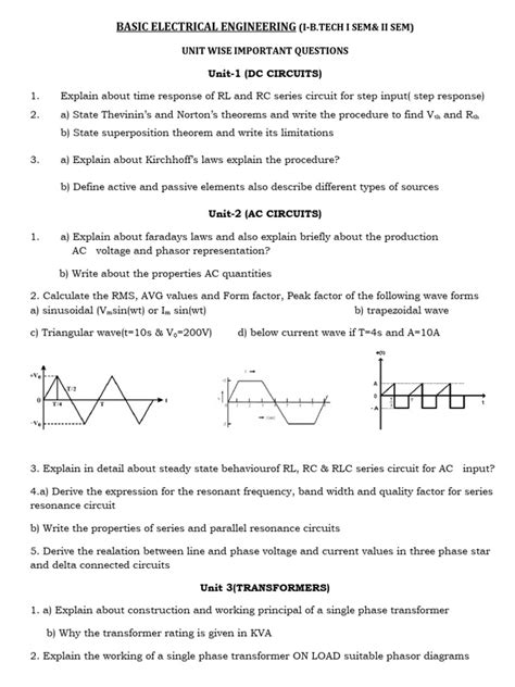 bee unit wise imp questions long answers pdf electric motor