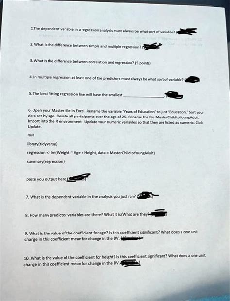 Solved Texts 1 The Dependent Variable In A Regression 2 What Is The Difference Between