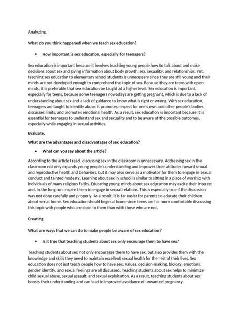 How Important Is Sex Education Pdf Sex Education Adolescence