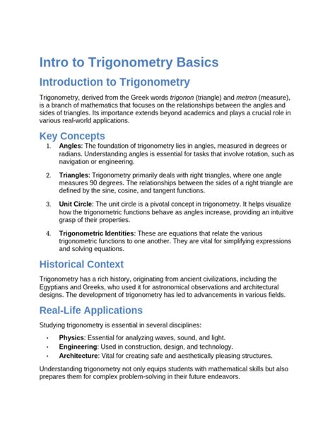 Intro To Trigonometry Basics Pdf Trigonometry Trigonometric Functions Intro To Trigonometry Basics Pdf Trigonometry Trigonometric Functions