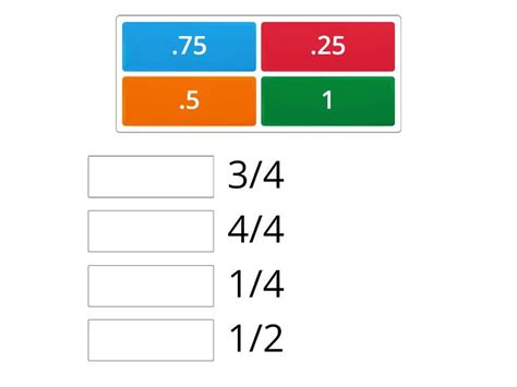 fractions and decimals une las parejas