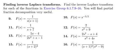 Solved Finding inverse Laplace transforms. Find the inverse | Chegg.com