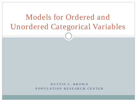 Pdf Models For Ordered And Unordered Categorical Variablesliberalarts