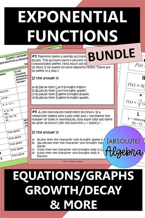 Exponential Function Bundle with Google Slides and Google Forms Activities | Teaching algebra ...
