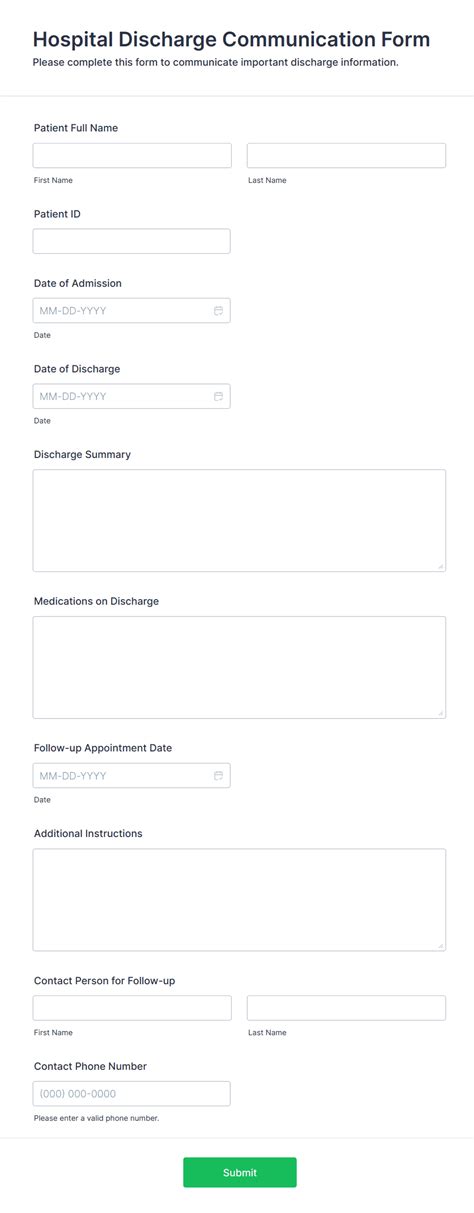 Hospital Discharge Communication Form Template Jotform