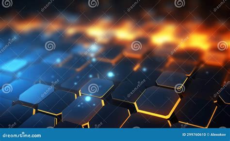 Abstract Technology Background With Glowing Hexagons 3d Render