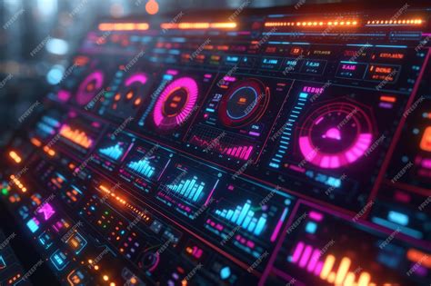 premium photo futuristic dashboard with glowing pink and blue neon