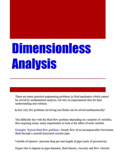 Dimensionless Analysis 2 Download Free Pdf Fluid Dynamics Reynolds Number