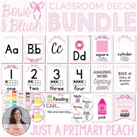 Classroom Decor Bundle Bows And Blush Soft Pink Tones Dainty Bow