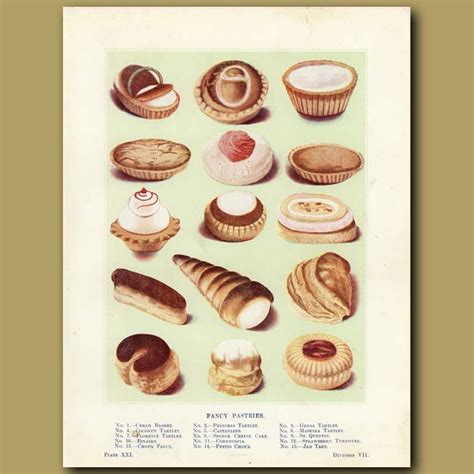 Fancy Pastries Genuine Antique Print For Sale