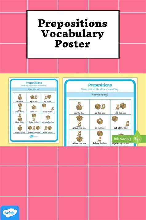 Prepositions Vocabulary Poster