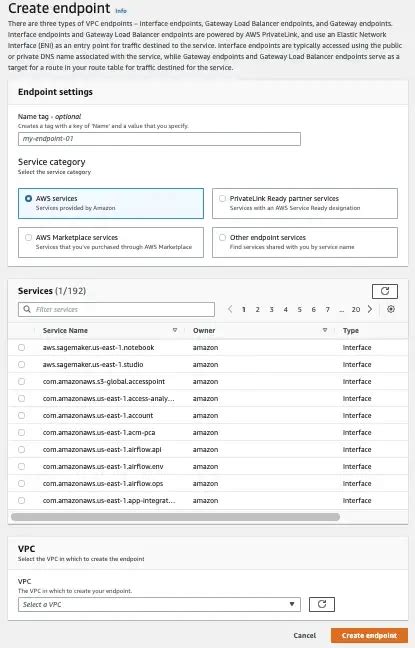 using aws lambda functions in vpc with vpc endpoints