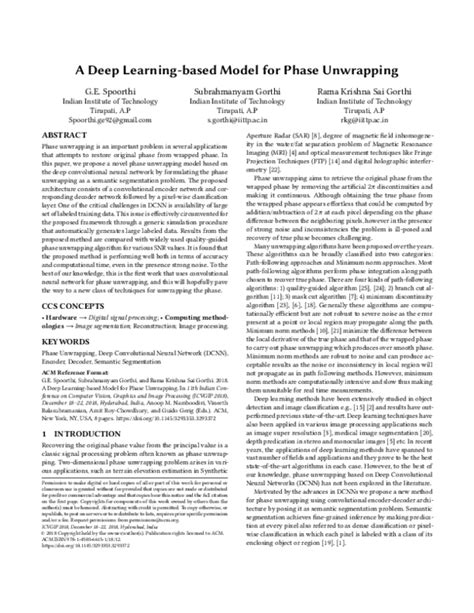 Pdf A Deep Learning Based Model For Phase Unwrapping