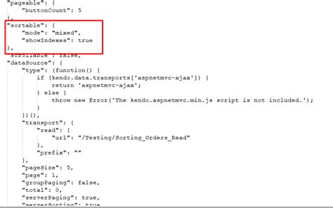 Gridsortmodemixed Not Working For Me Im Using The Latest Version Of Kendo Ui In Mvc