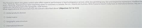 Solved The Flowserve Mark One Globe Control Valve Offers