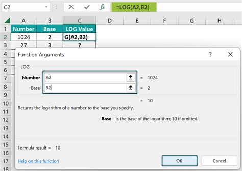 Log Excel Function Formula Step By Step Examples How To Use