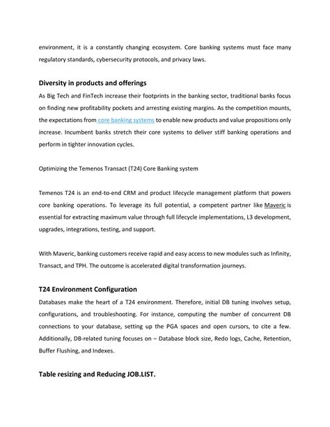 Optimizing The Temenos Transact T24 Core Banking System To Maximize Performance Pdf