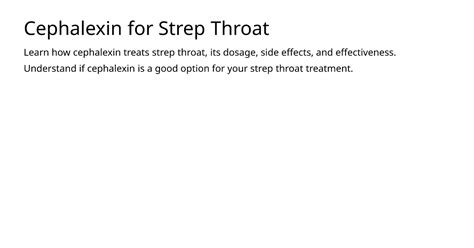 Cephalexin For Strep Throat Meds Is