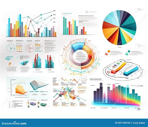 data visualization chart diagram colorful illustration with white
