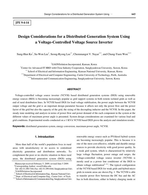 pdf design considerations for a distributed generation system using a