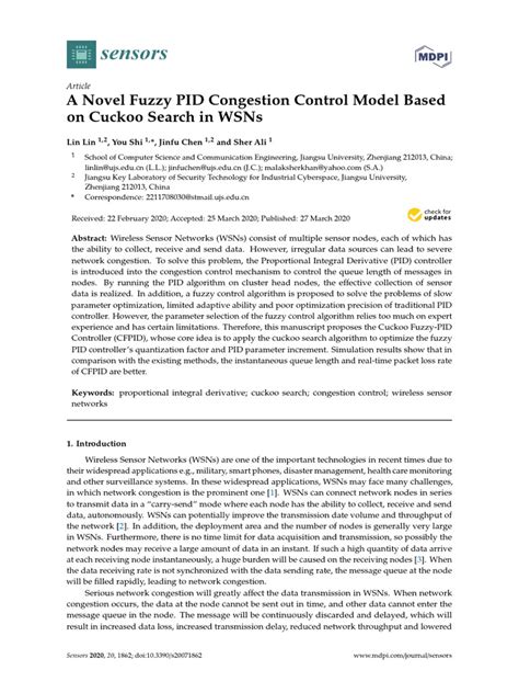 A Novel Fuzzy Pid Congestion Control Model Based Pdf Computer Network Wireless Sensor Network