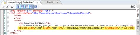 How To Embed CodePen And JSFiddle In MadCap Flare Lios