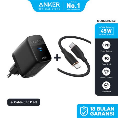 Jual Anker Wall Charger Adaptor Gan Kabel For Samsung Iphone W W Pd Usb Type C Fast