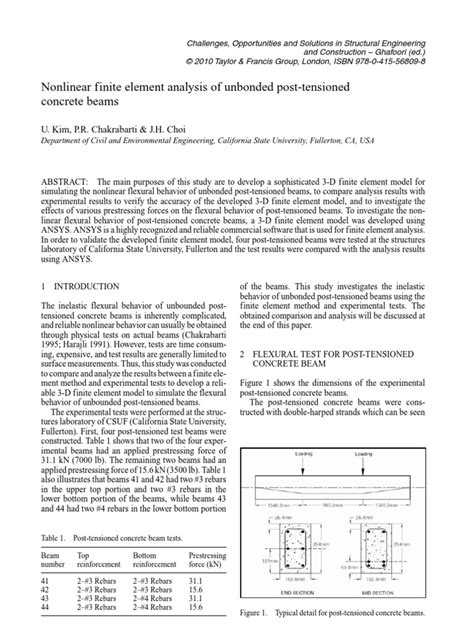 2 13 Nonlinear Finite Element Analysis Of Unbonded Post Tensioned