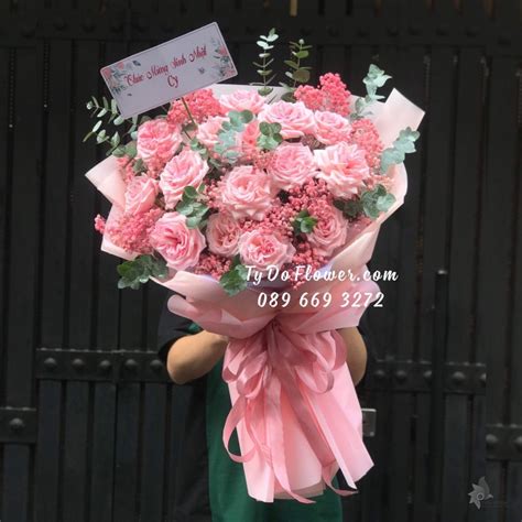 TyDo Flower Cửa hàng hoa tươi Gò Vấp B07241689 BÓ HOA CHÚC MỪNG SINH NHẬT thiết kế Hoa Hồng
