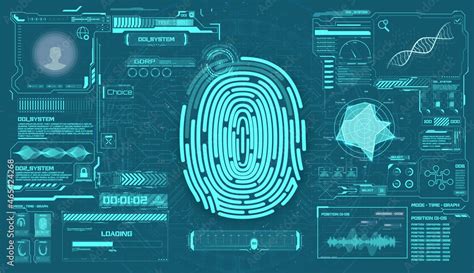 Hud Ui Gui Biometric Access Control Interface Concept Of Fingerprint Technology
