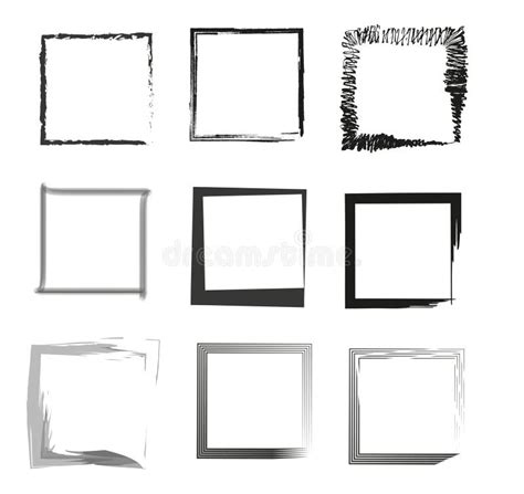 Abstract Frame Set Black And White Outline Creative Square Designs Stock Vector Illustration