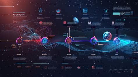 Premium Photo Futuristic Technology Interface With A Timeline Data Points And Graphics Against