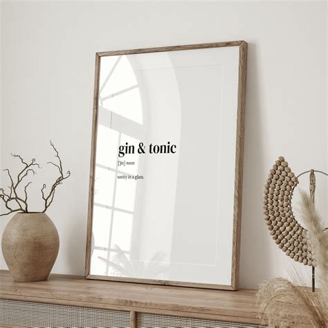 Gin And Tonic Definition Print Dictionary Poster Quote Wall Etsy