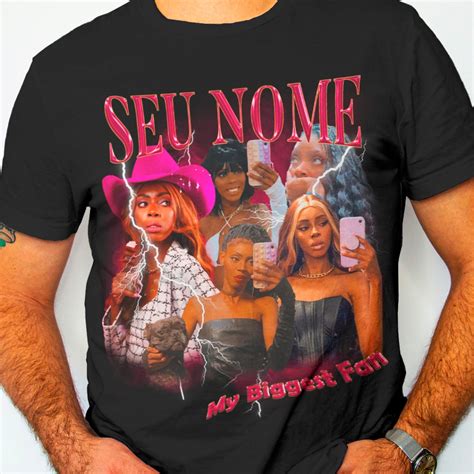 Camiseta Bootleg Com Suas Fotos Blusa Graphic Tee Personalizada